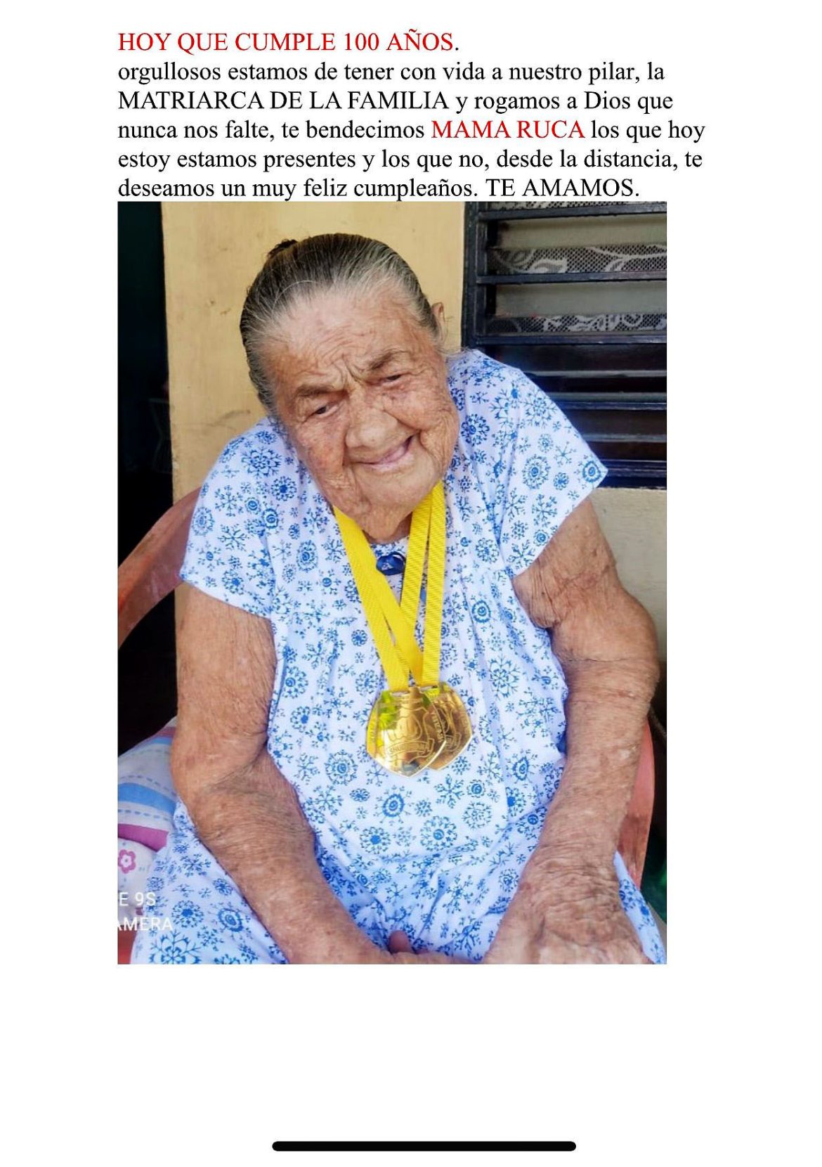 Zuliana Ruth Beatriz de Rodríguez Pulgar celebra 100 años de vida. Esta ...