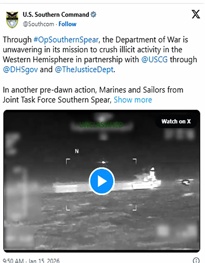 Armada estadounidense intercepta otro buque petrolero en el Caribe