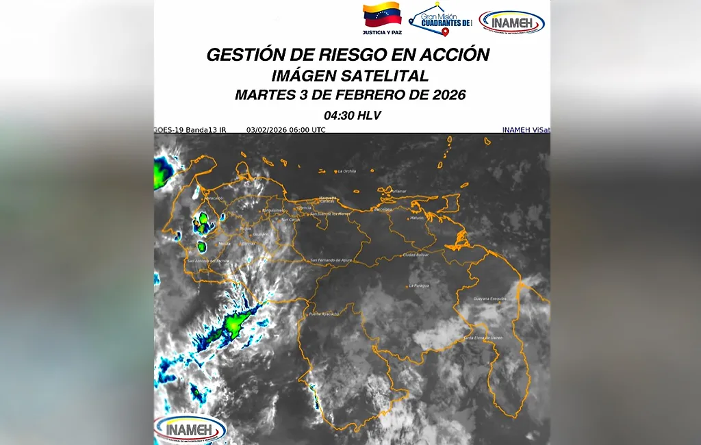 Inameh anuncia lluvias en estados andinos, Falcón, Lara y Zulia
